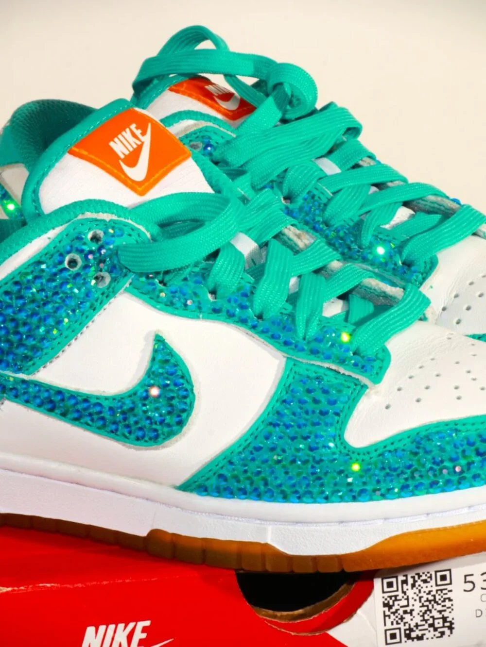 Nike | Shoes | Teal Bedazzled Nike Dunks | Poshmark